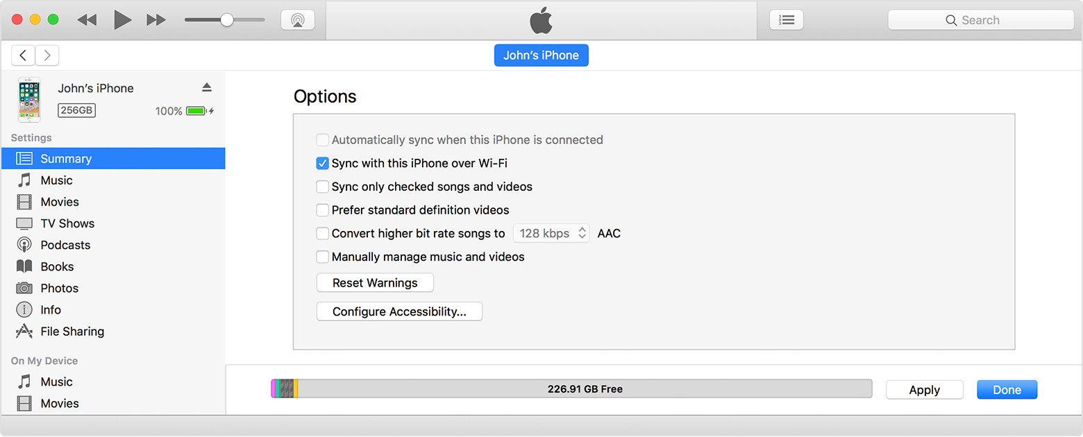 Sync Your IPhone IPad Or IPod Touch With ITunes Using Wi Fi Apple