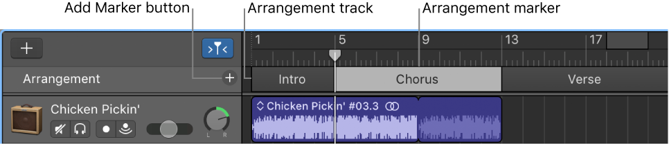 GarageBand for Mac: Add arrangement markers