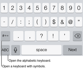 Numbers for iOS 2.x (iPhone, iPod touch): Keyboards for entering text