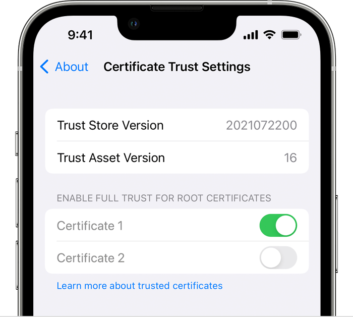 Trust Certificate Iphone GSA