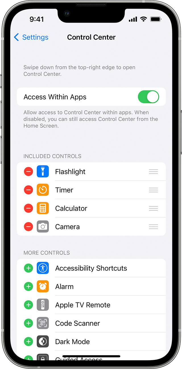 Edit Control Center On Your IPhone IPad And IPod Touch Apple Support