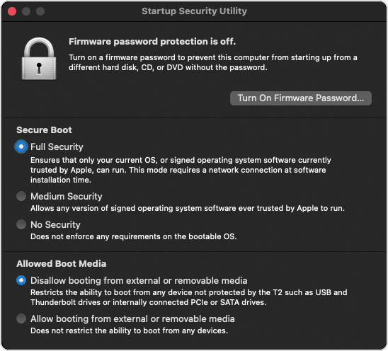 About Startup Security Utility On A Mac With The Apple T2 Security Chip Apple Support