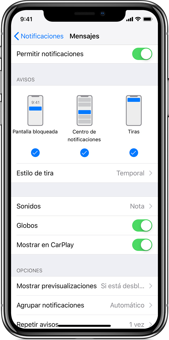 Usar Notificaciones en el iPhone, iPad y iPod touch - Soporte técnico ...