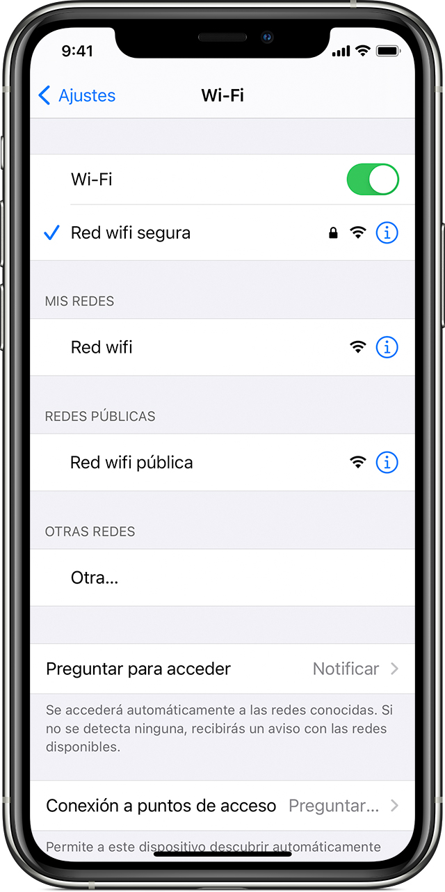 Conectarse a una red wifi en el iPhone, iPad o iPod touch - Soporte técnico de Apple