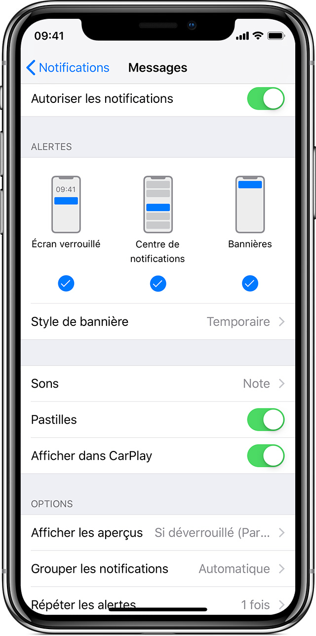 Utilisation des notifications sur votre iPhone, iPad et iPod touch ...